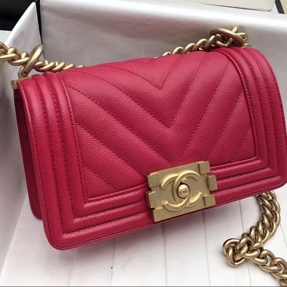 CHANEL | Bags | Chanel Rose Red Leboy Small | Poshmark